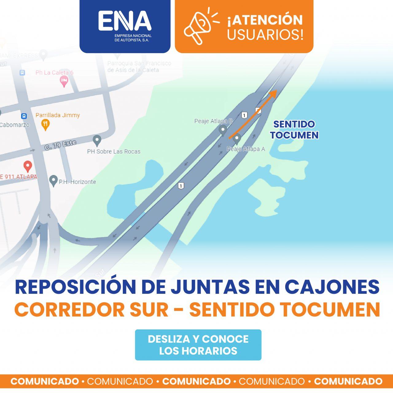 Reposición de Juntas en Cajones Corredor Sur - ENA Corredores